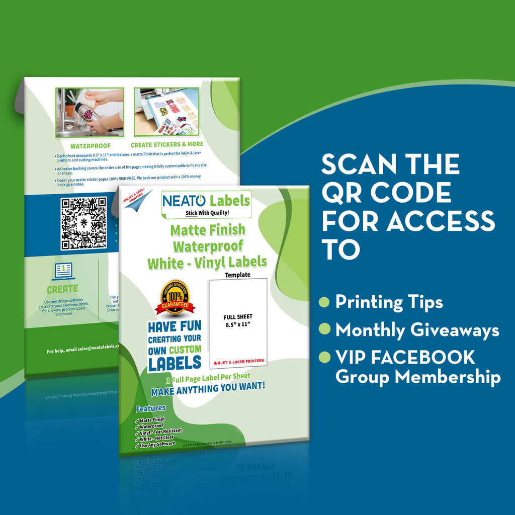 Printable Matte Vinyl Sticker Paper – Waterproof – Full Sheet Labels ...